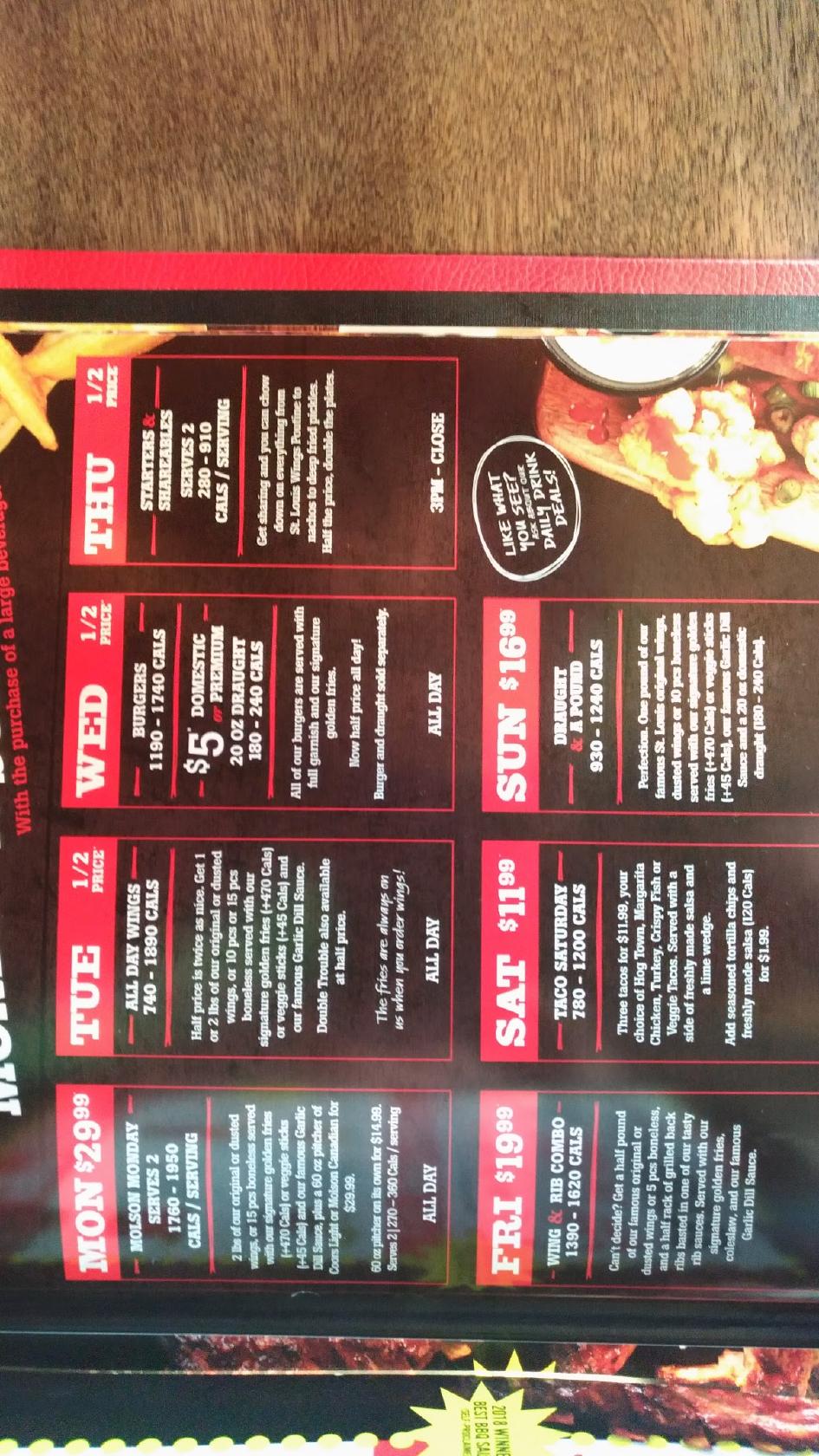 Menu at St. Louis Bar & Grill, Barrie, 353 Duckworth St