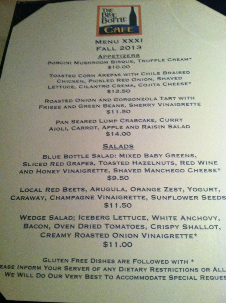 Menu at The Blue Bottle Cafe, Hopewell