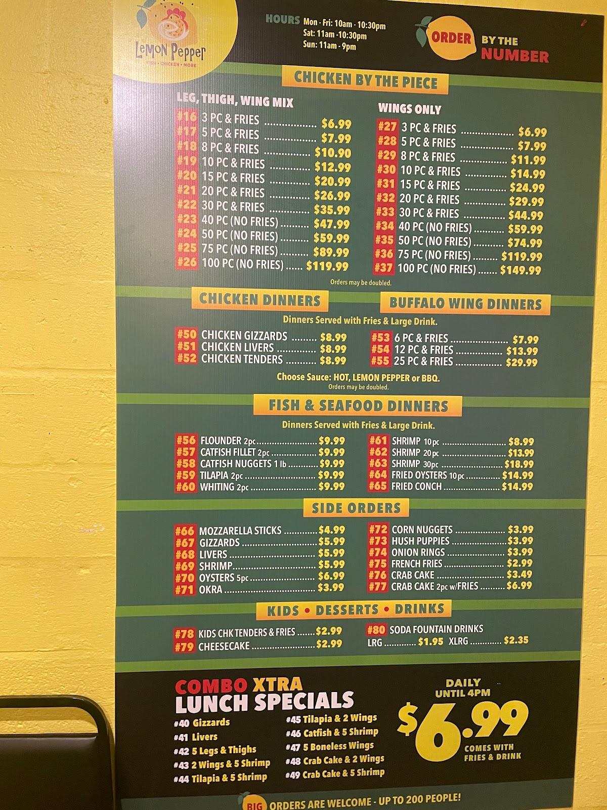 Menu at Lemon Pepper Chicken restaurant, Tallahassee
