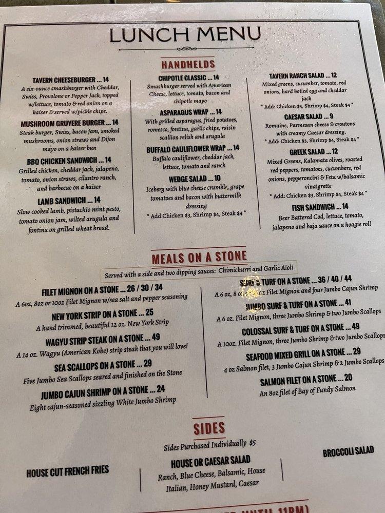 Menu at North Shore Tavern pub & bar, Pittsburgh