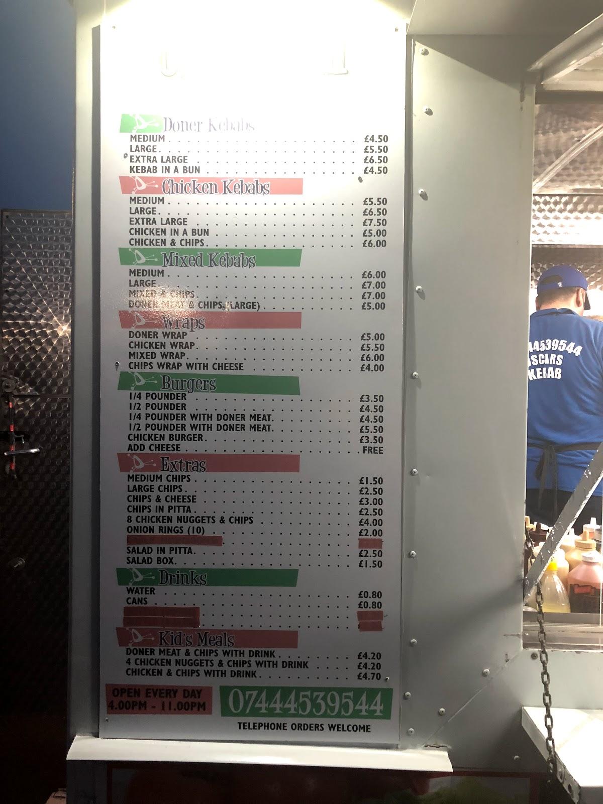 Menu at Oscar's Grill fast food, Gloucester