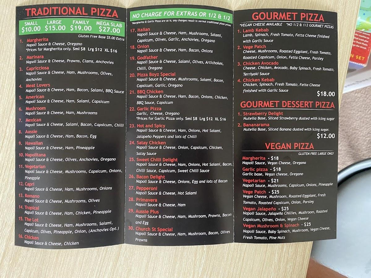 Menu at Pizza Boyz Traralgon pizzeria, Traralgon