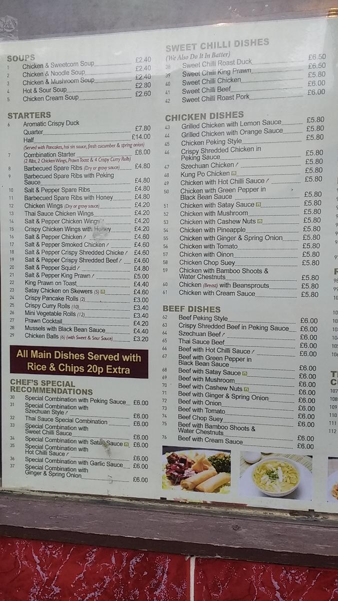 Menu at The Royal Chef fast food, Kilbirnie