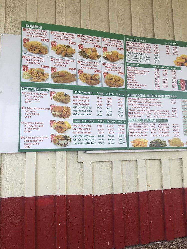 Menu at Thomas Fried Chicken fast food, Grand Prairie