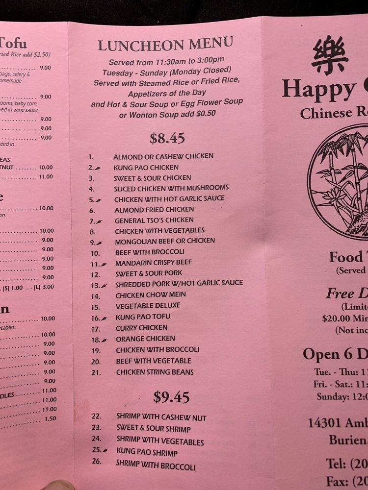 Menu at Happy Garden Chinese Restaurant, Burien