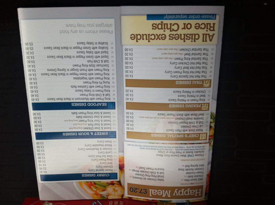 Menu at Magic Wok fast food, Dunfermline