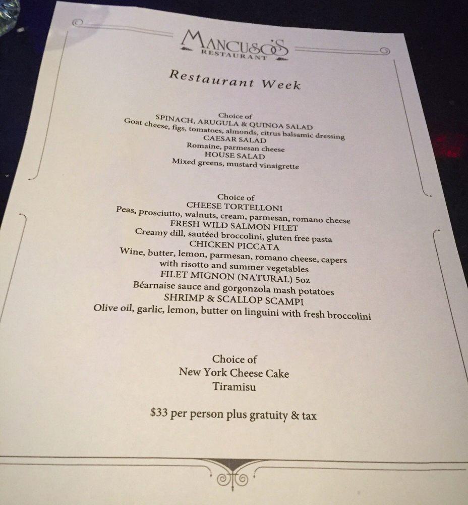 Menu at Mancuso's Restaurant, Phoenix, 201 E Washington St Suite 201