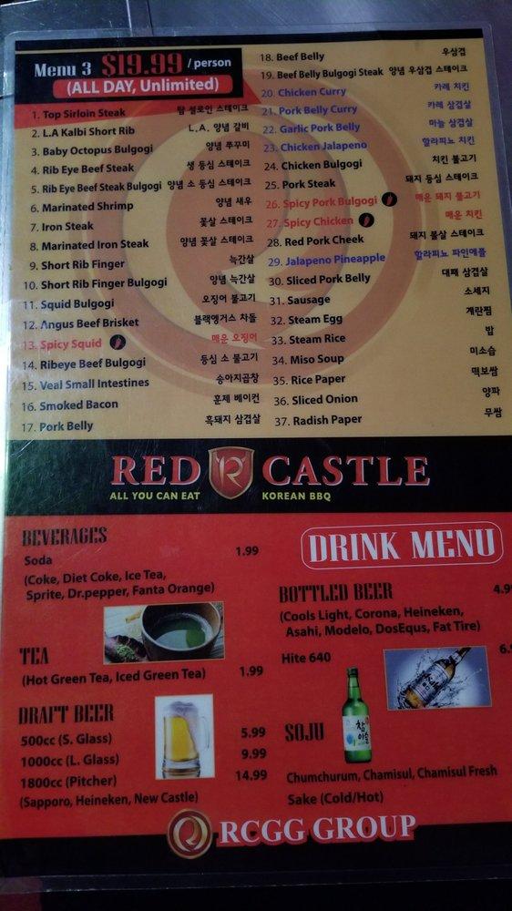 Menu at Red Castle Korean BBQ, Garden Grove