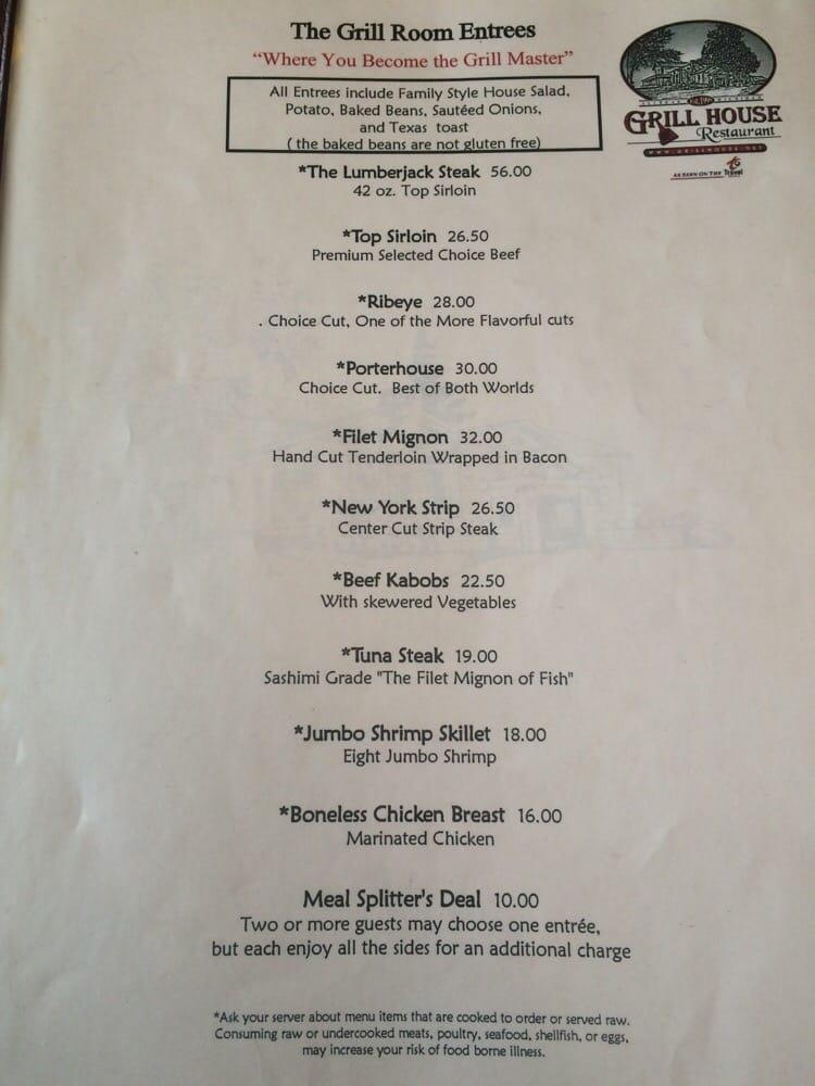 Menu at The Grill House steakhouse, Allegan, 32nd St