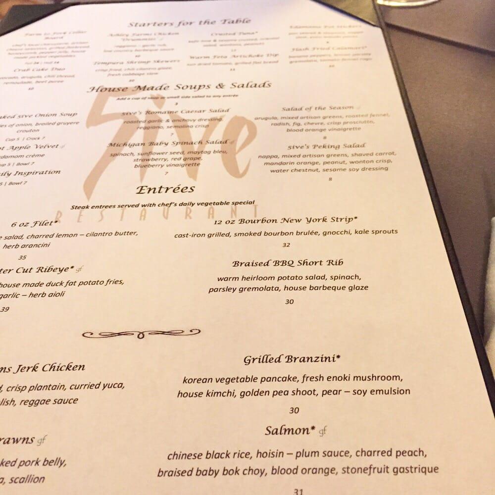 Menu at FIVE Steakhouse, Plymouth