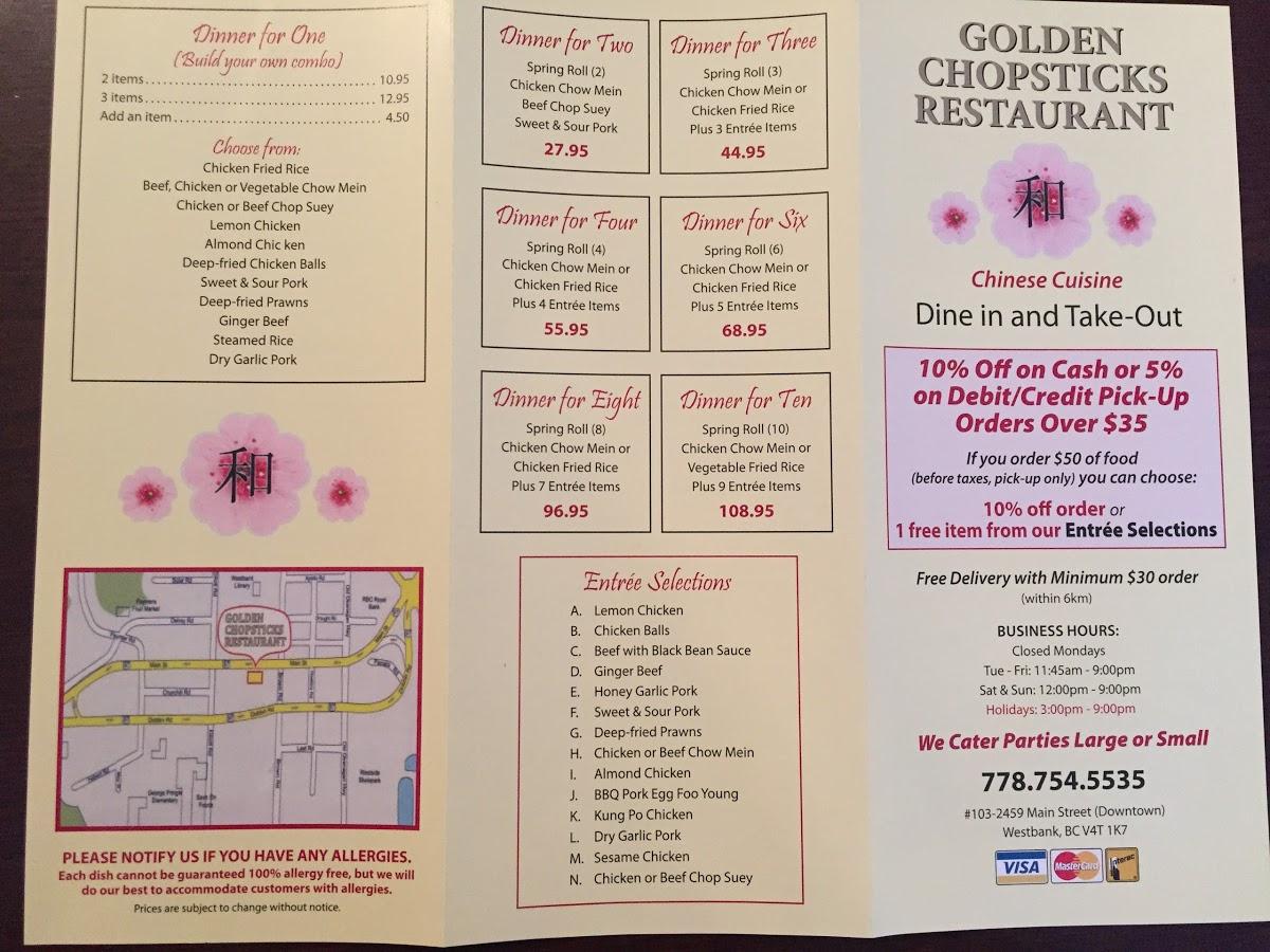 Menu at Golden Chopsticks West Kelowna restaurant, West Kelowna