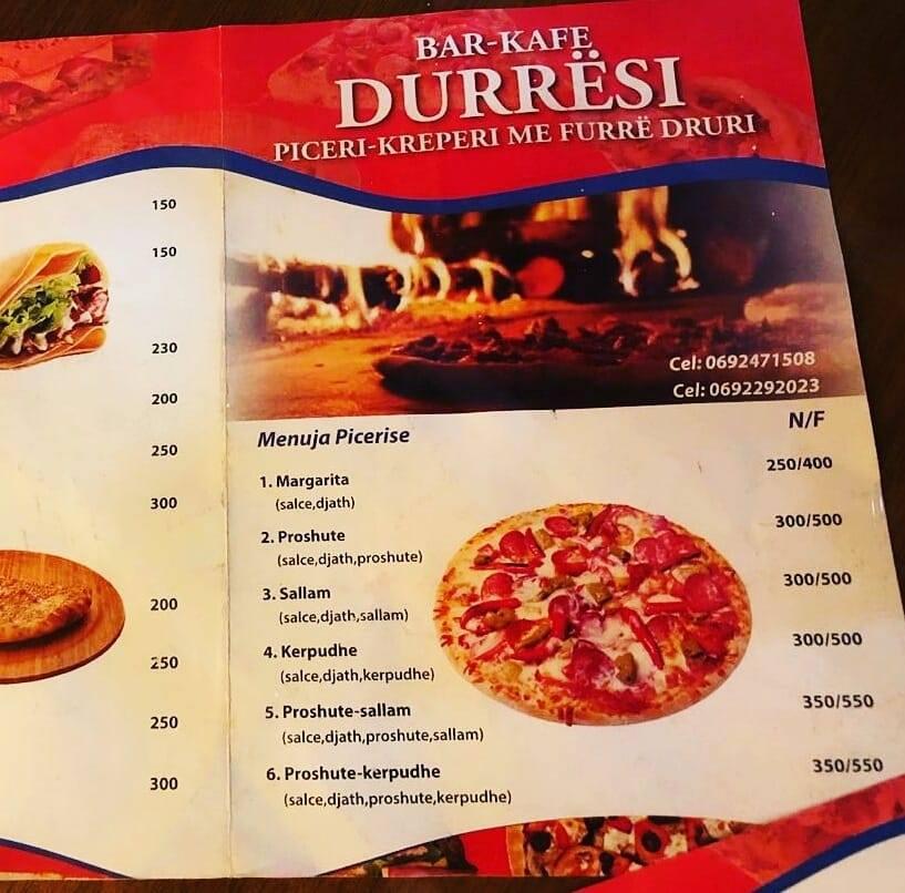 Menu at Bar Coffee Durresi, Tirana