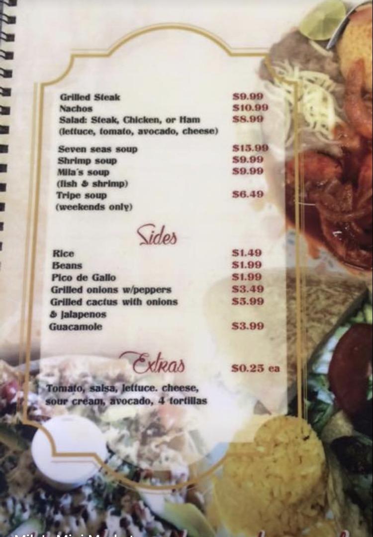 Menu at Milas Mini Market restaurant, Plymouth