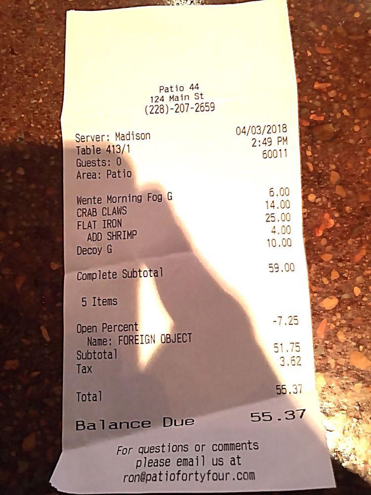 Menu at Patio 44 - Biloxi pub & bar, Biloxi