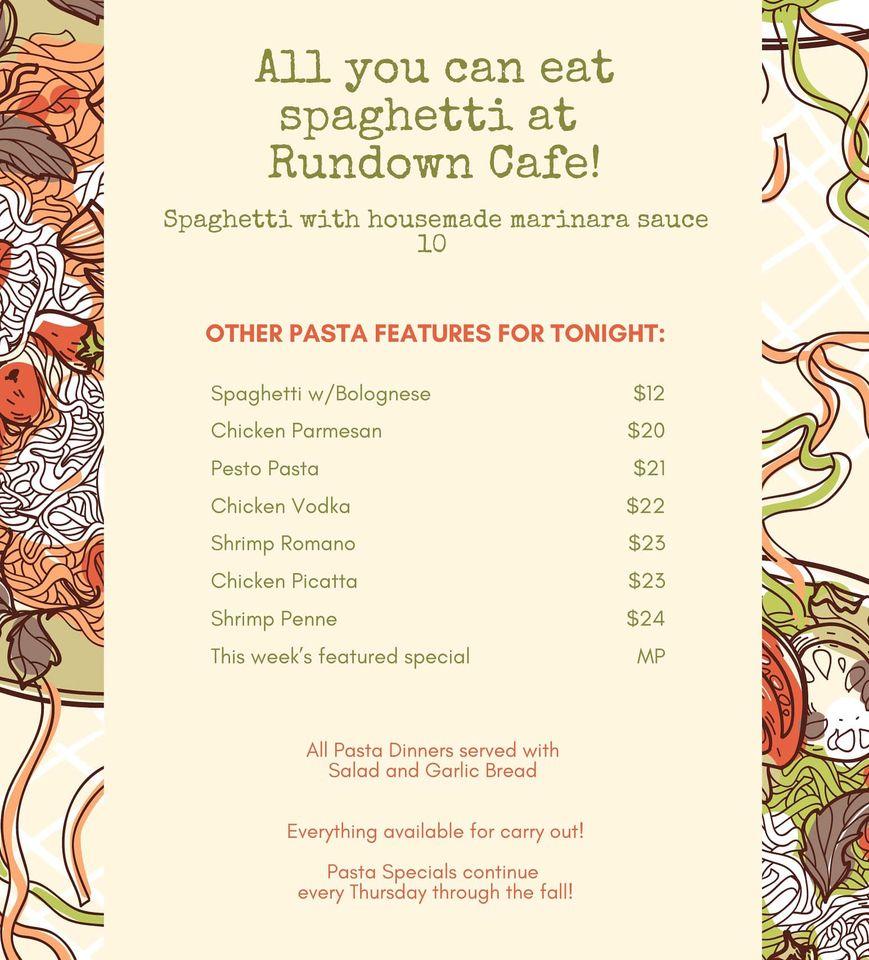Menu at Rundown Cafe, Kitty Hawk