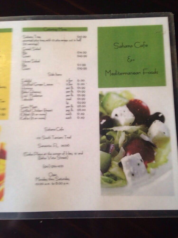 Menu at Sahara Cafe & Mediterranean Foods, Sarasota