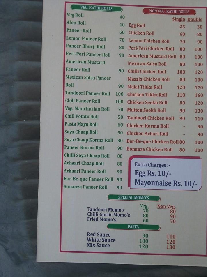 Menu at Tandoori Manzil, New Delhi, B-18