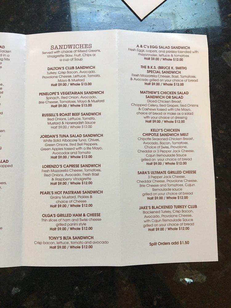 Menu at Penelope's Cafe Books & Gallery, La Cañada Flintridge
