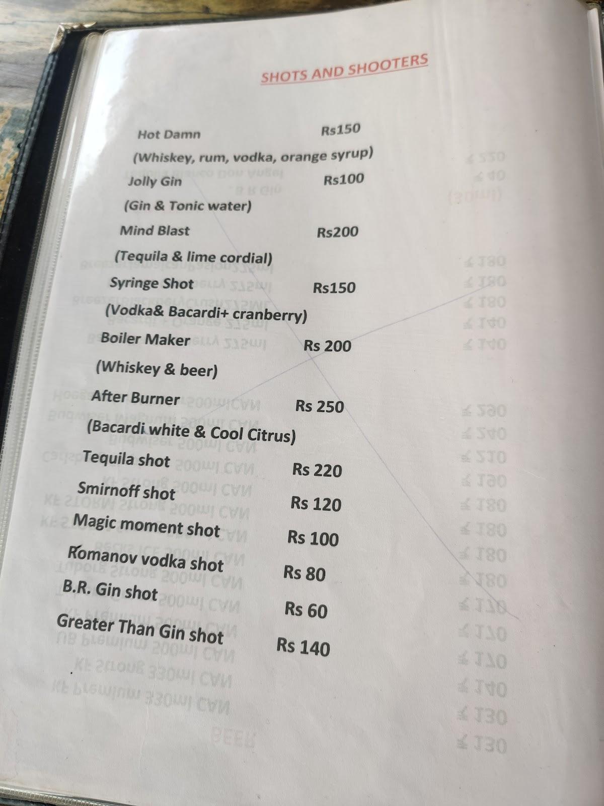 Menu at Pupa Pub Bar & Kitchen, Mysuru