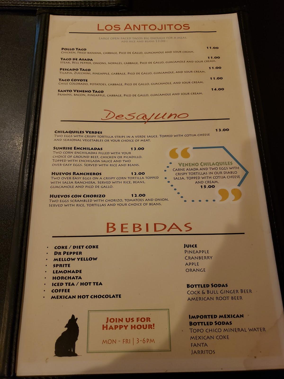 Menu at Santo Coyote Mexican Kitchen desserts, La Conner
