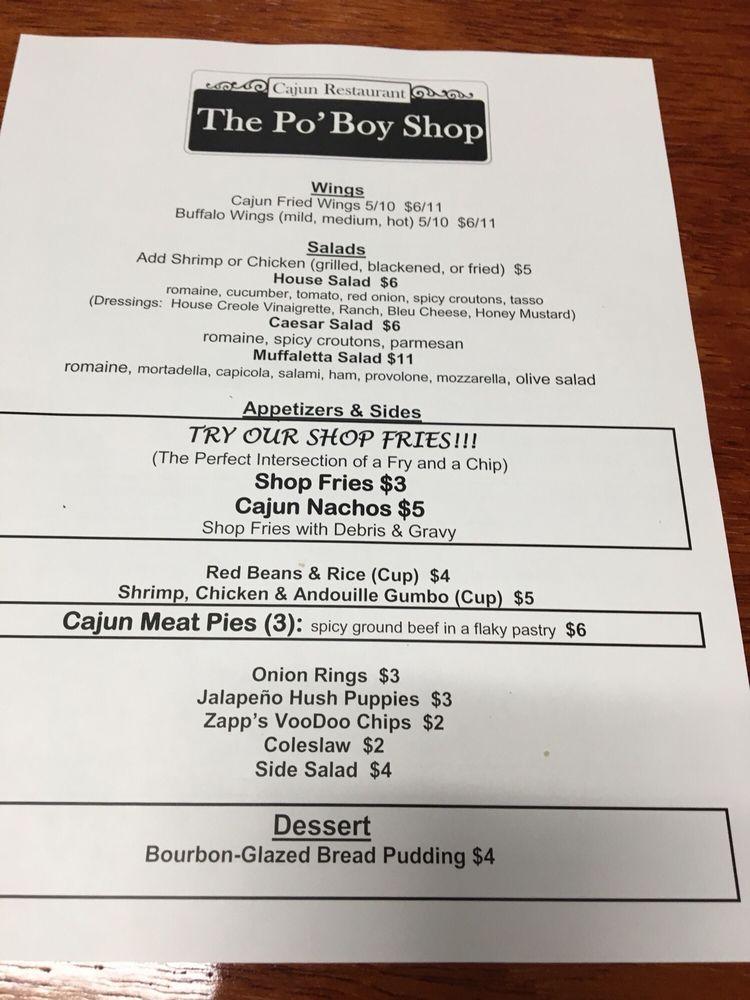 Menu at The Po'Boy Shop & Basement Bar, Decatur