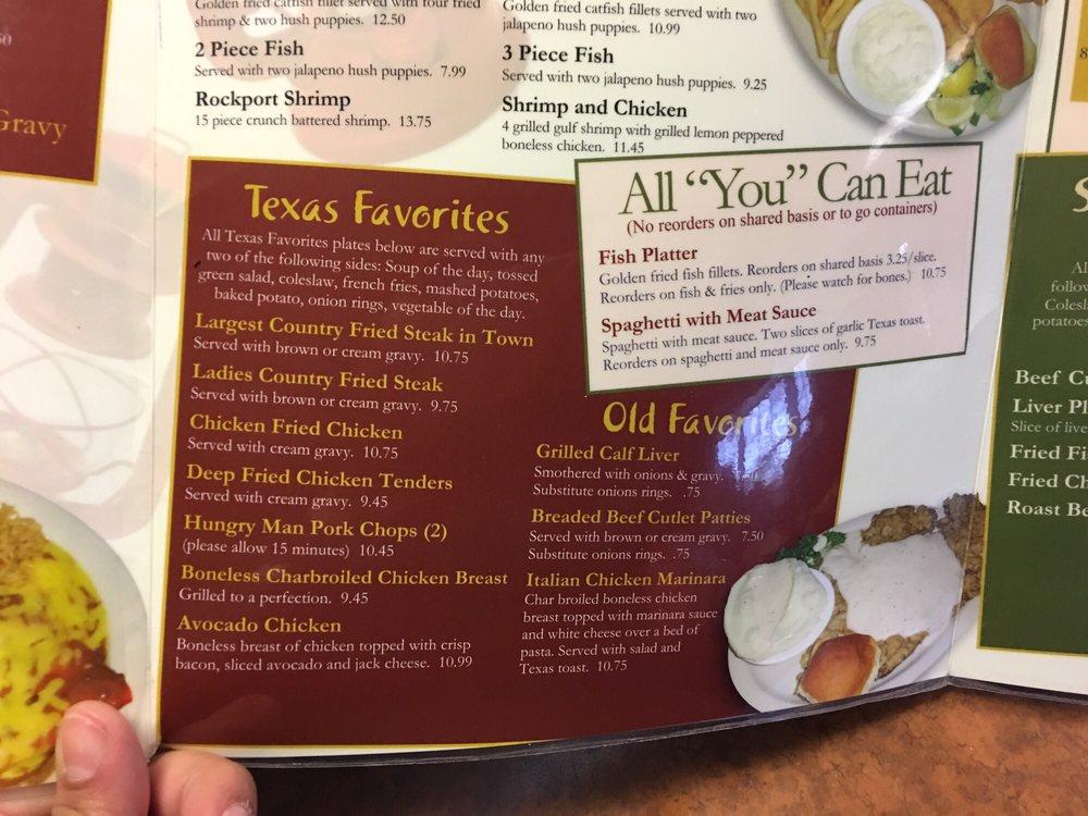 Menu at Bud Jones Restaurant, San Antonio