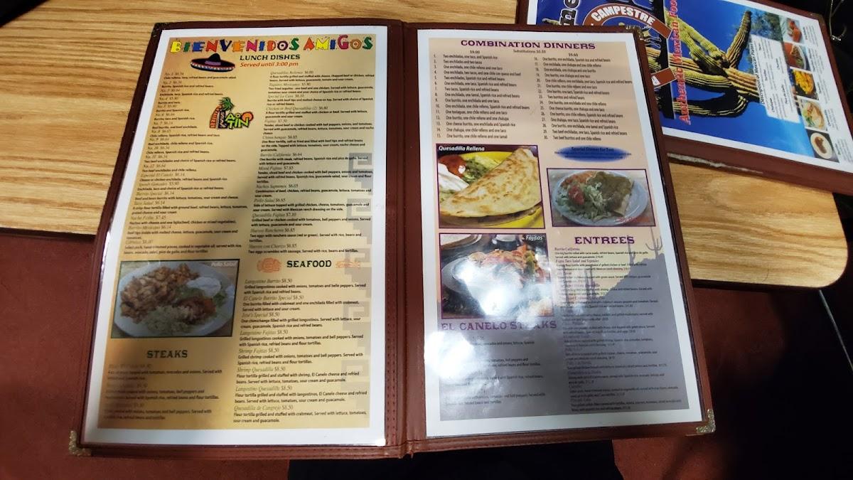 Menu at El Canelo Mexican Restaurant, Erie, Buffalo Rd
