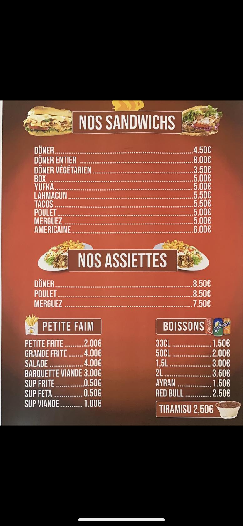 Menu at Le Nice grill restaurant, Vendenheim