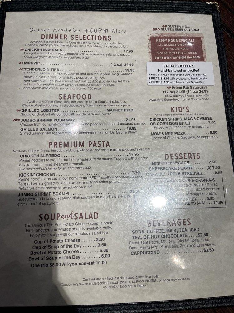 Menu at Murray's on Main pub & bar, Tomah
