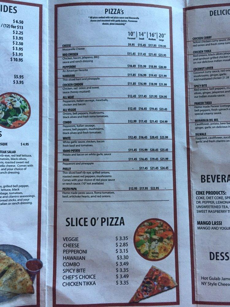 Menu at New York Richie's pizzeria, Garden City