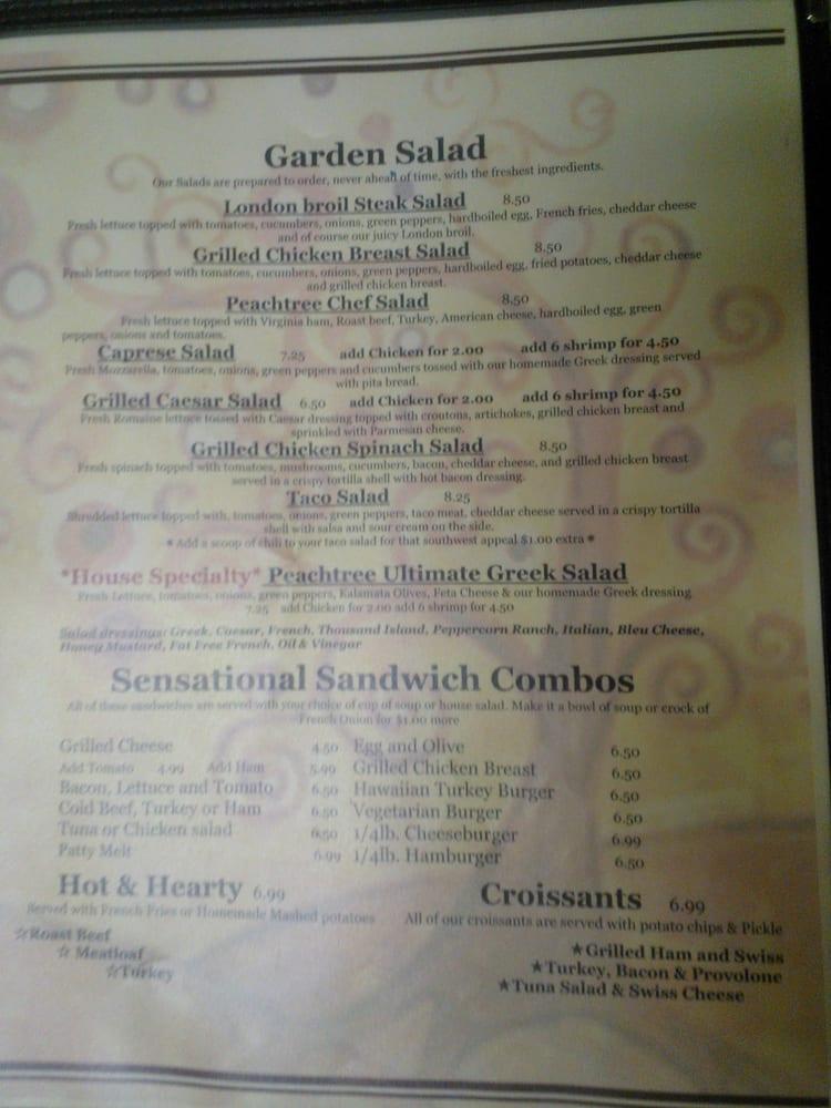 Menu at Peachtree Restaurant and Lounge, Harrisburg
