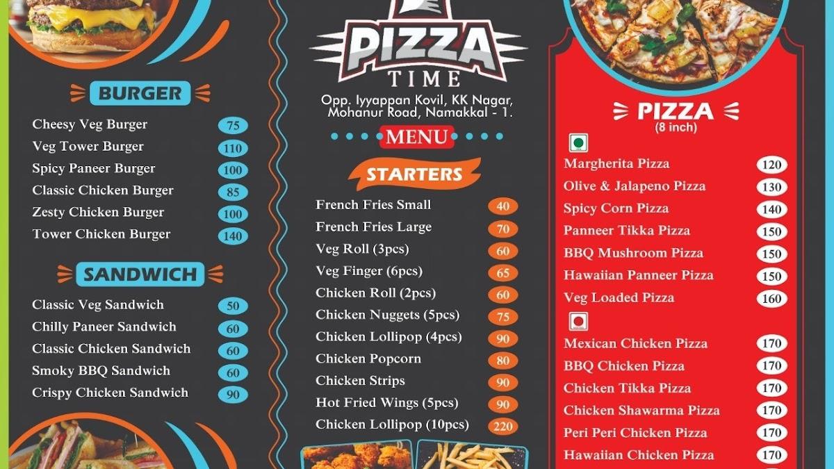 Menu at Pizza Time, Namakkal