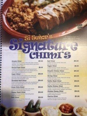 Menu at Si Señor Mexican Restaurant, Eldon