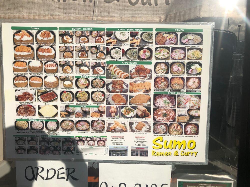 Menu at Sumo Ramen & Curry restaurant, Honolulu, N School St