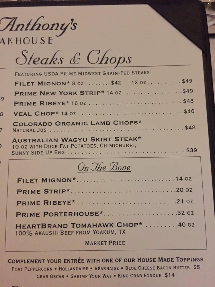 Menu at Vic & Anthony's Steakhouse, Lake Charles, Golden Nugget Blvd
