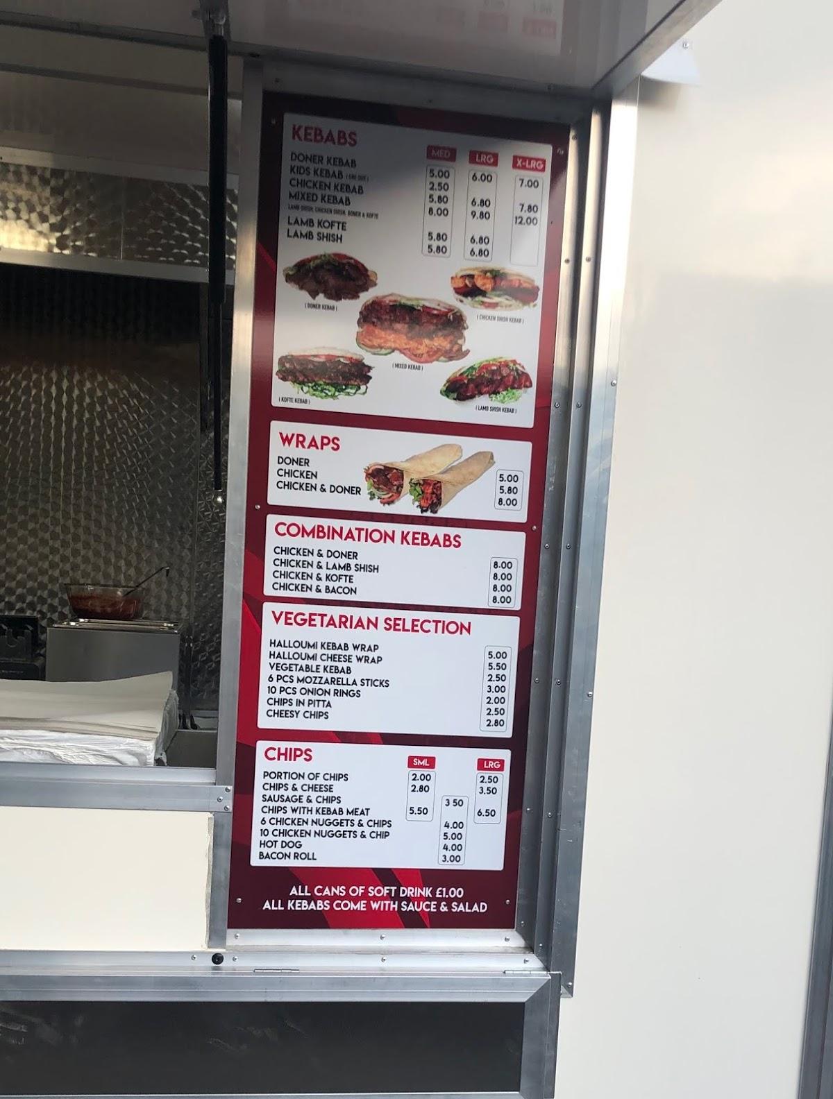 Menu at Balaban Kebab Van restaurant, Cambridge