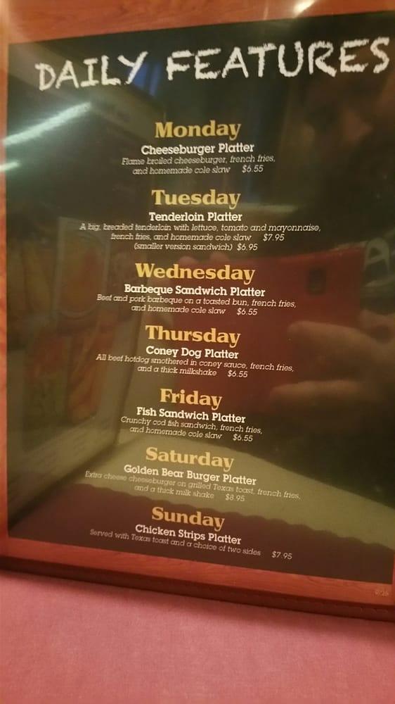 Menu at Cow Palace restaurant, Shelbyville
