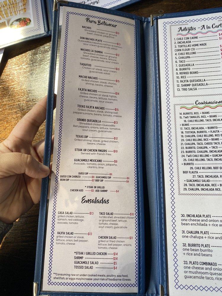 Menu at Don Nacho's Palmetto restaurant, Palmetto