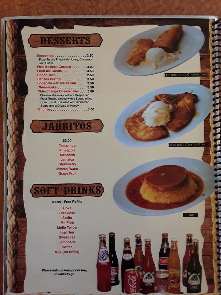 Menu at El Potrillo restaurant, Church Hill