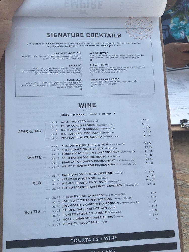 Menu at Empire Burgers + Brew pub & bar, Naperville