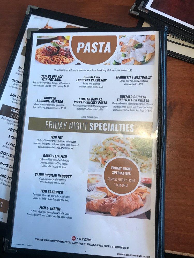 Menu at Gardenview Restaurant, West Seneca