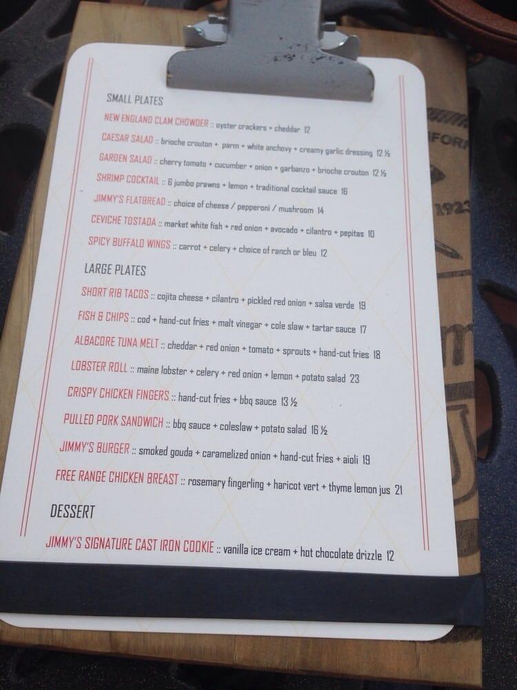Menu at Jimmy's Pub, Ojai