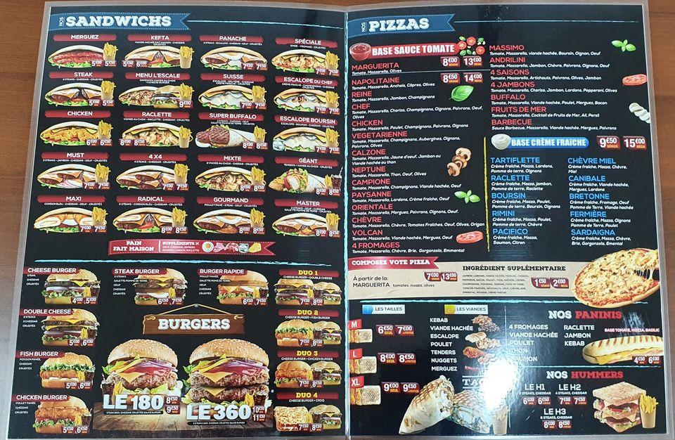 Menu at L'Escale restaurant, Saint-Nazaire