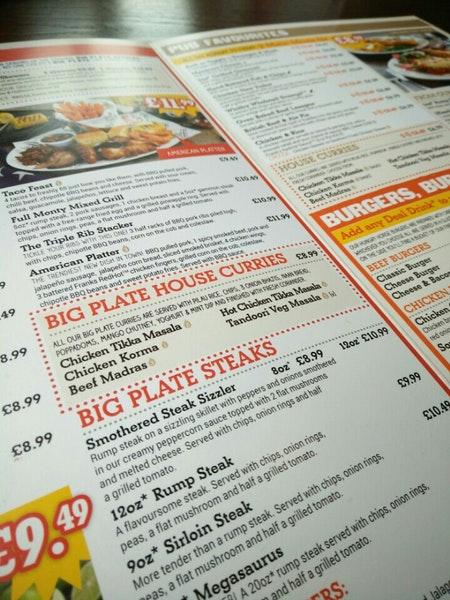 Menu at Roaring Donkey pub & bar, Clacton-on-Sea