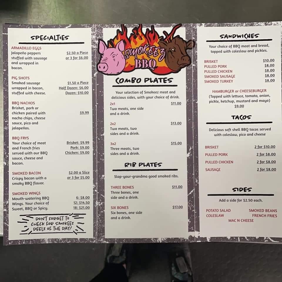 Menu at Smokeez BBQ Inc, Greenbrier