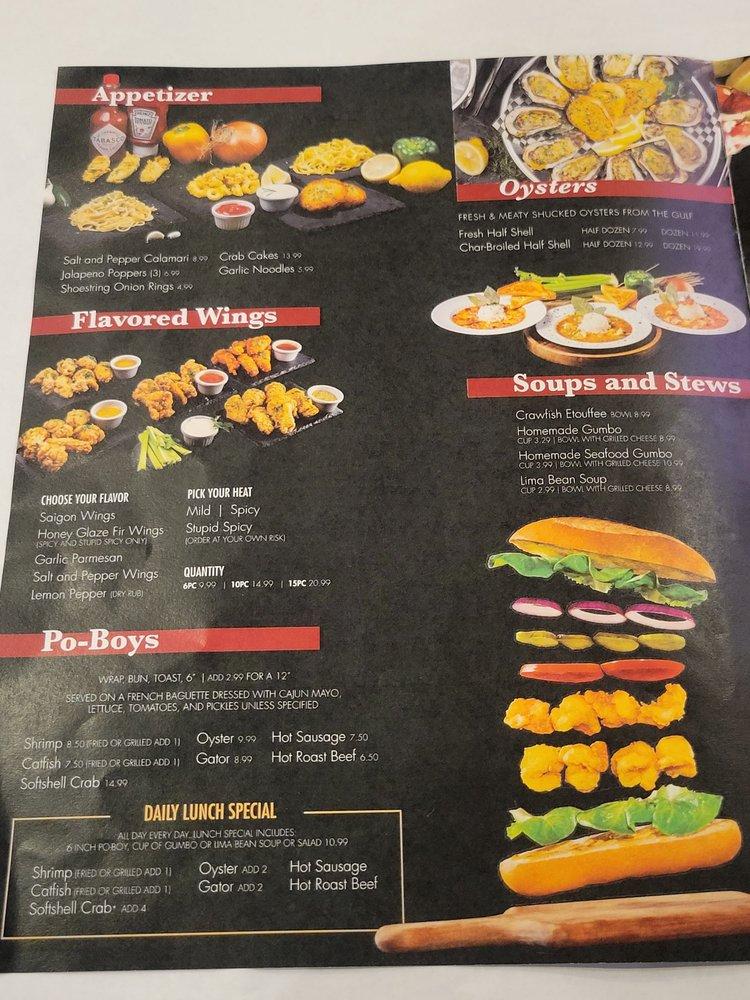 Menu at Big EZ Seafood and Oyster restaurant, Kenner, 25th St