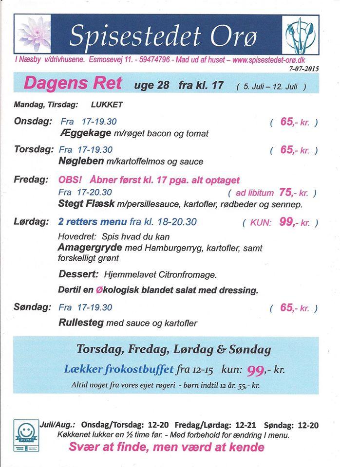 Menu at Den Gode Vikings Bistro restaurant, Holbæk
