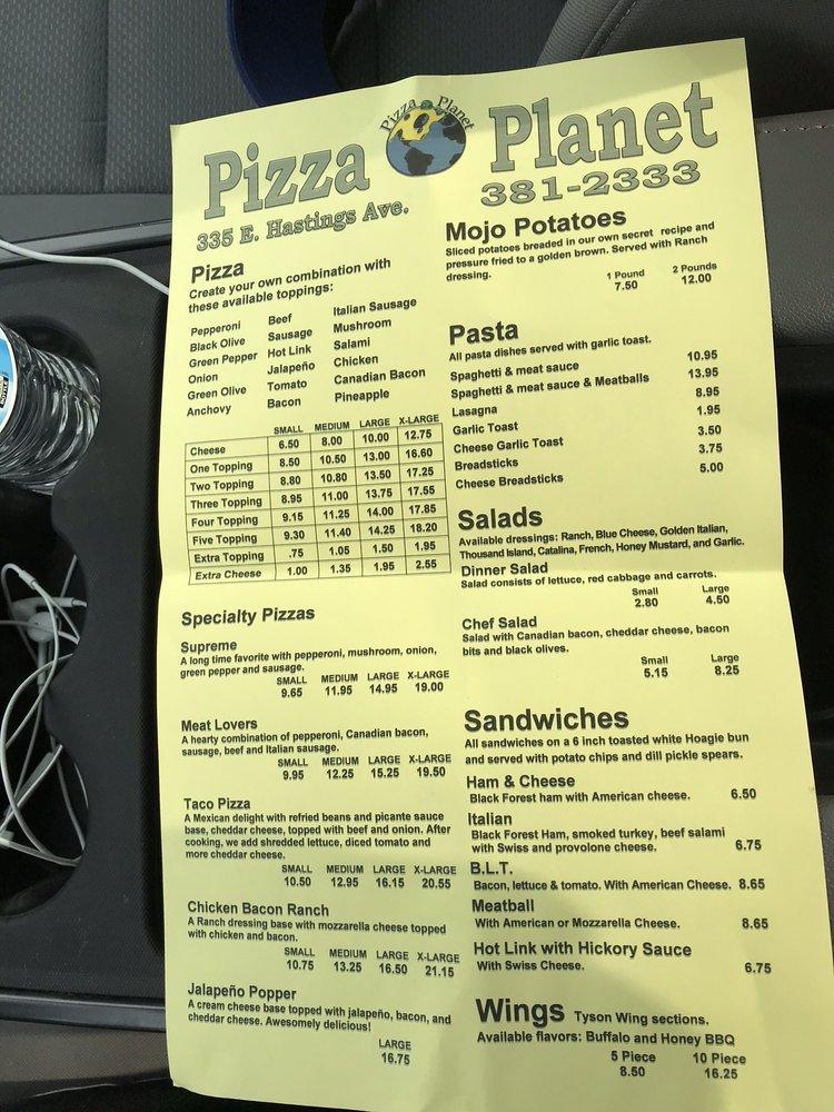 Menu at Pizza Planet pizzeria, Amarillo, 335 E Hastings Ave