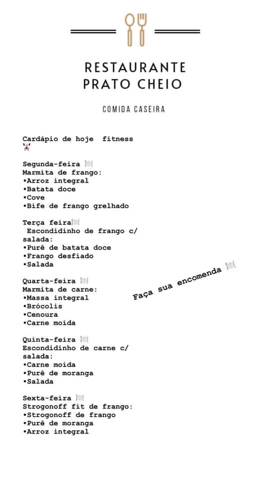 Menu em Prato Cheio restaurante, Novo Hamburgo