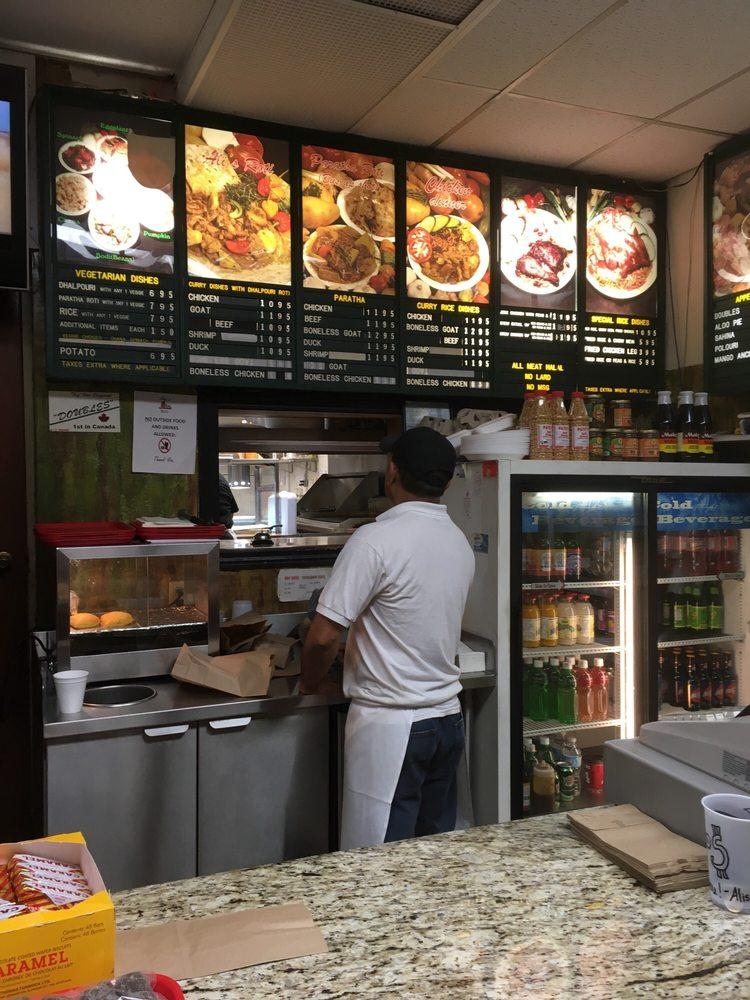 Menu at Ali's West Indian Roti Shop restaurant, Toronto